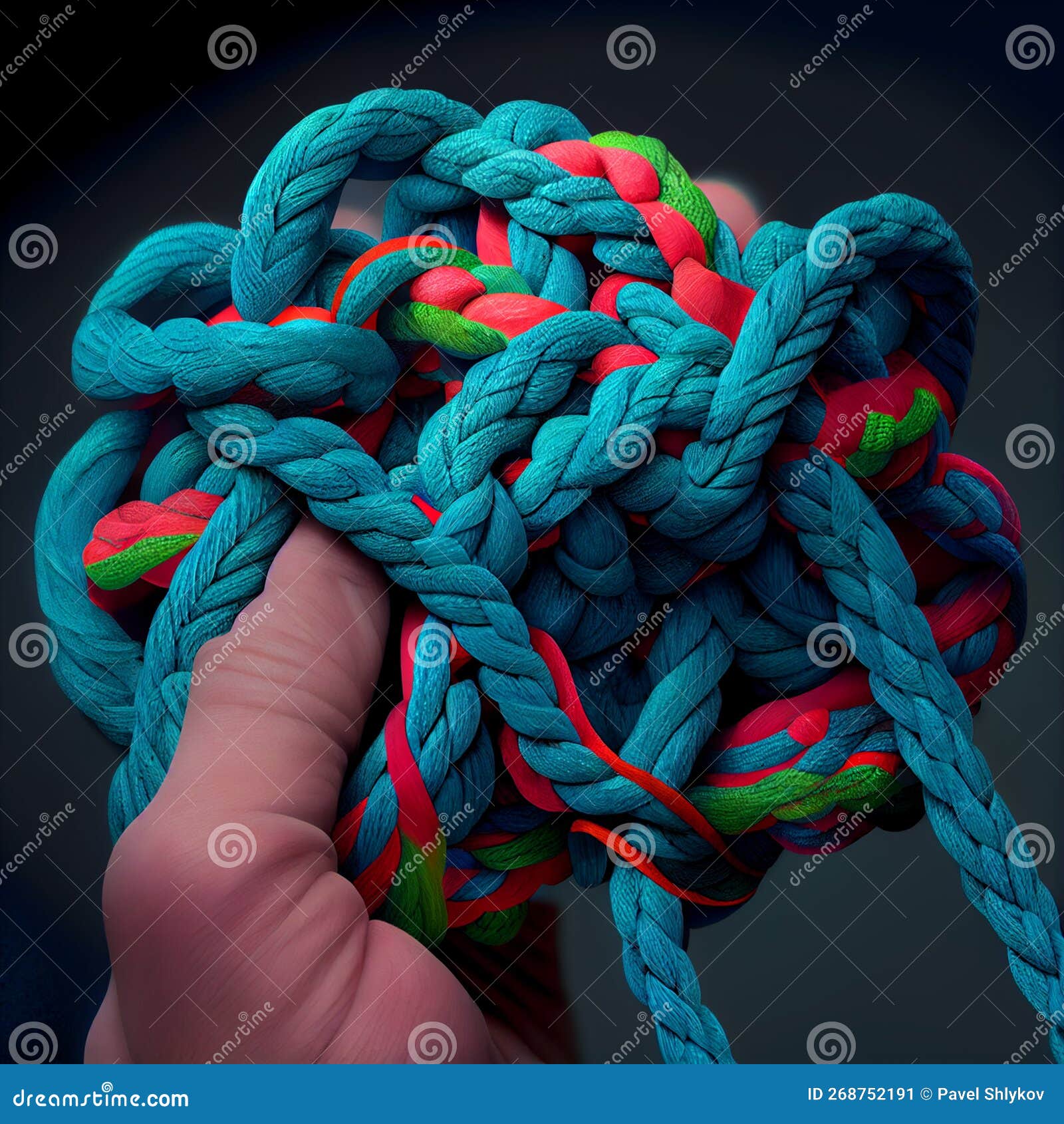 Problem Solution Team Work Concept, Color Rope Knot Picture. Stock ...