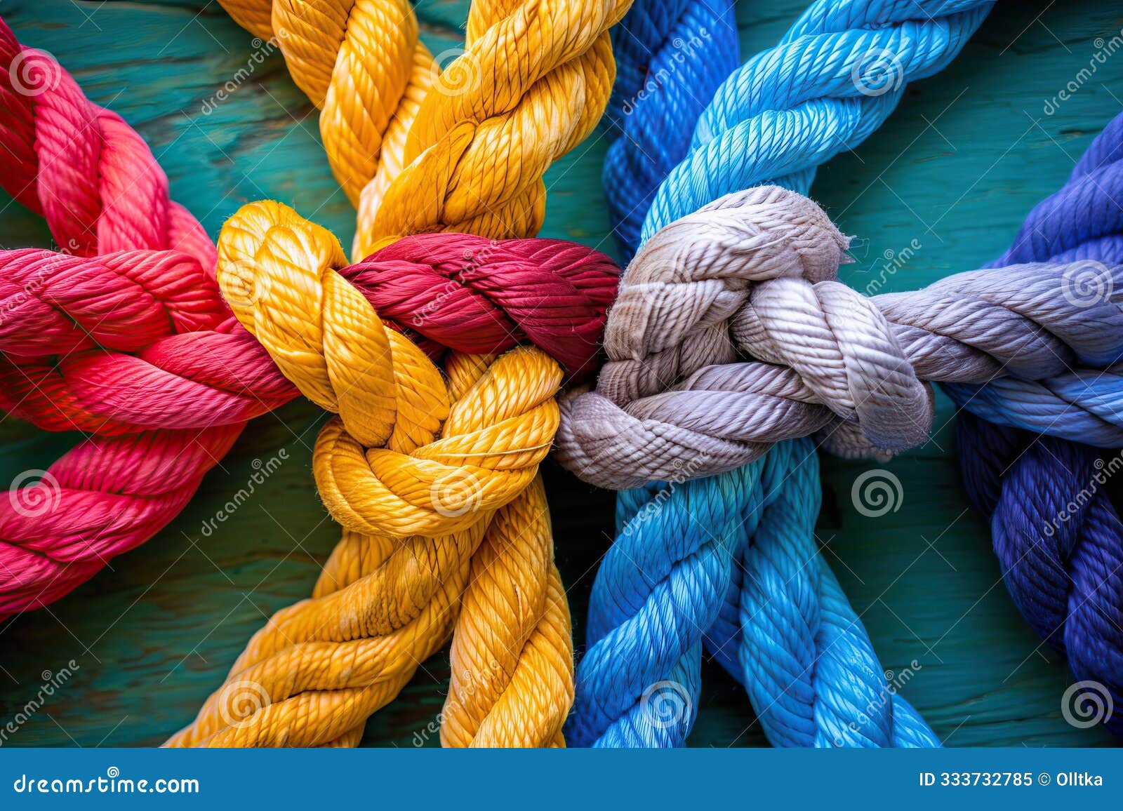 Problem Solution Team Work Concept, Colored Rope Knot Picture.blue ...