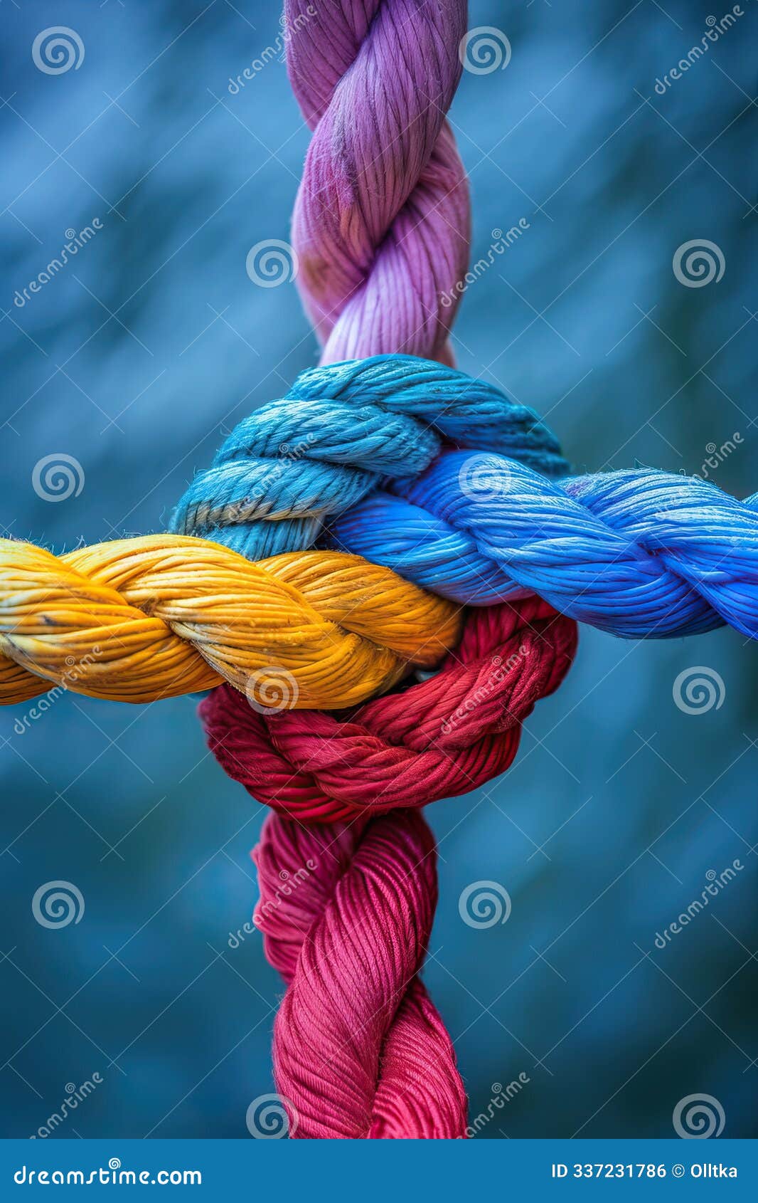 Problem Solution Team Work Concept, Colored Rope Knot Picture.blue ...