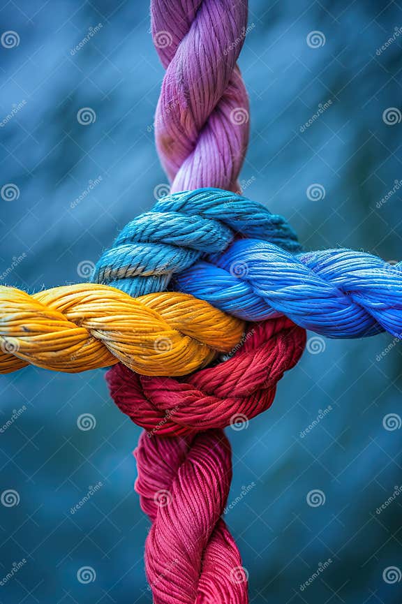 Problem Solution Team Work Concept, Colored Rope Knot Picture.blue ...
