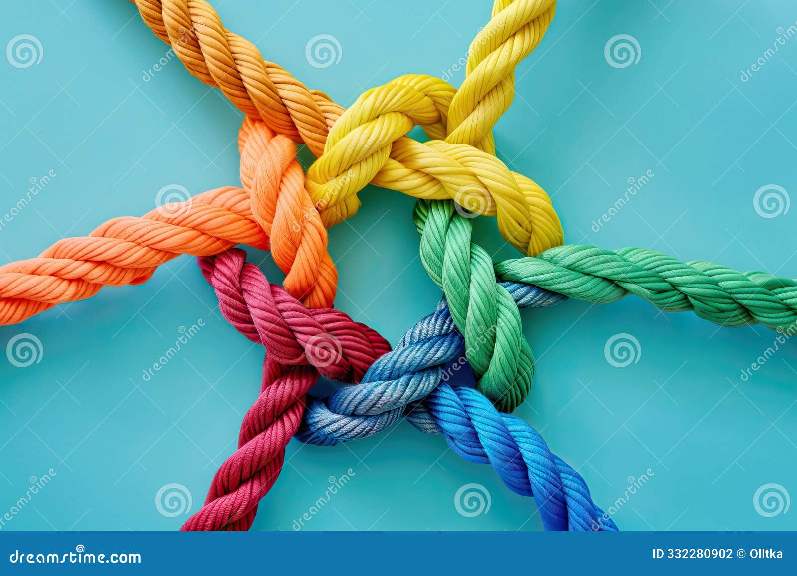 Problem Solution Team Work Concept, Colored Rope Knot Picture.blue ...