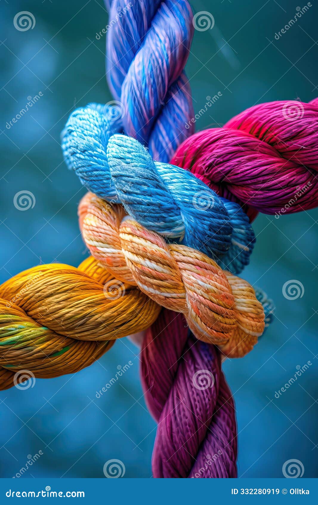 Problem Solution Team Work Concept, Colored Rope Knot Picture.blue ...