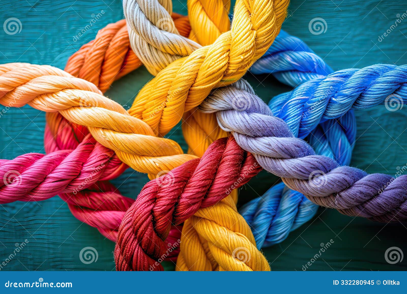 Problem Solution Team Work Concept, Colored Rope Knot Picture.blue ...