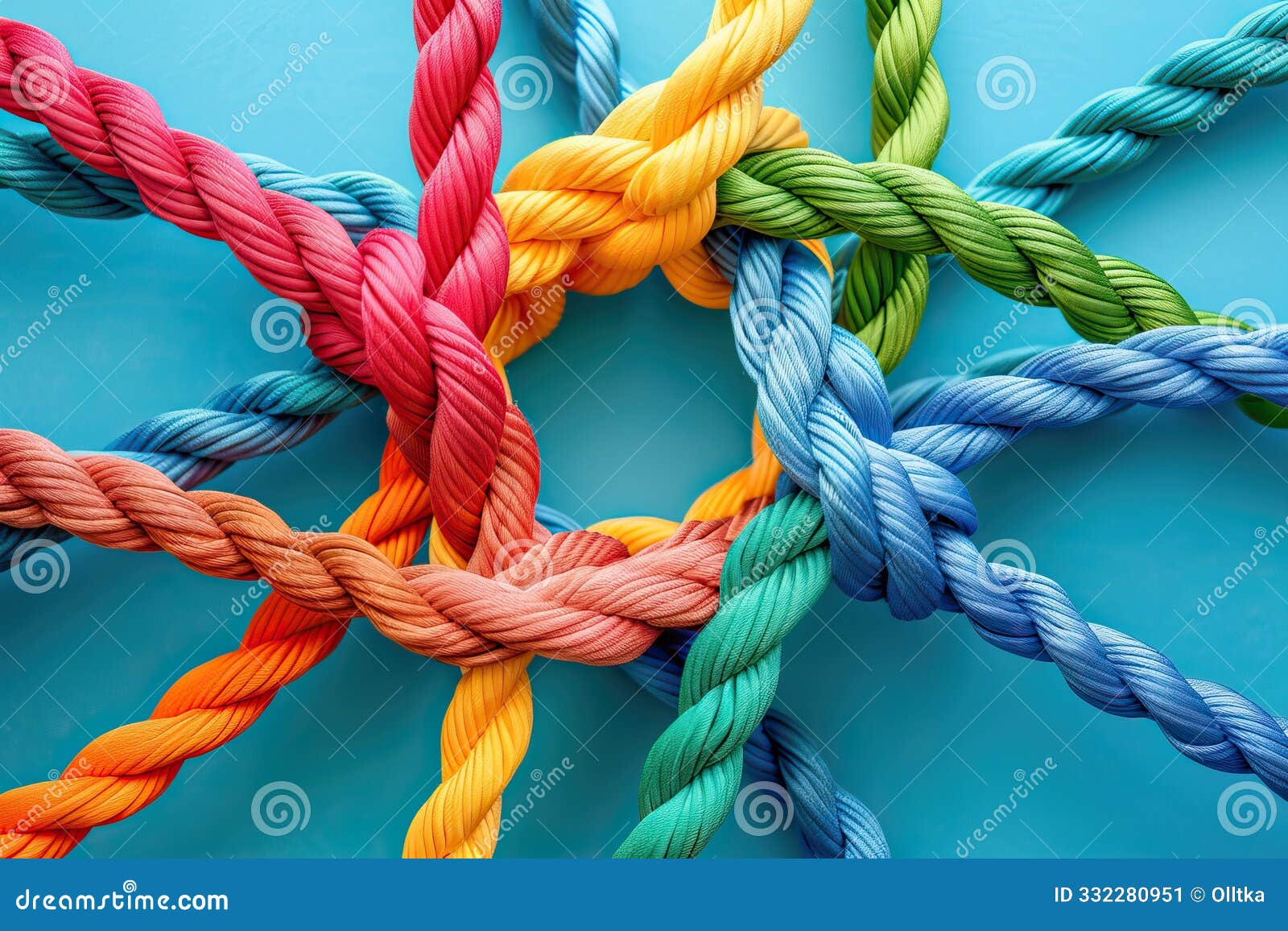 Problem Solution Team Work Concept, Colored Rope Knot Picture.blue ...