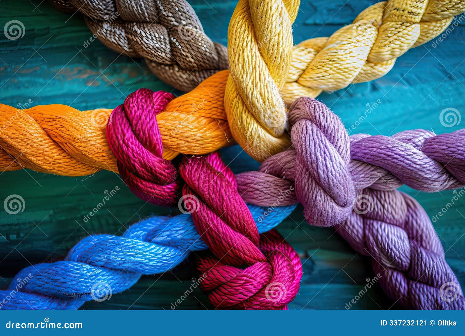 Problem Solution Team Work Concept, Colored Rope Knot Picture.blue ...