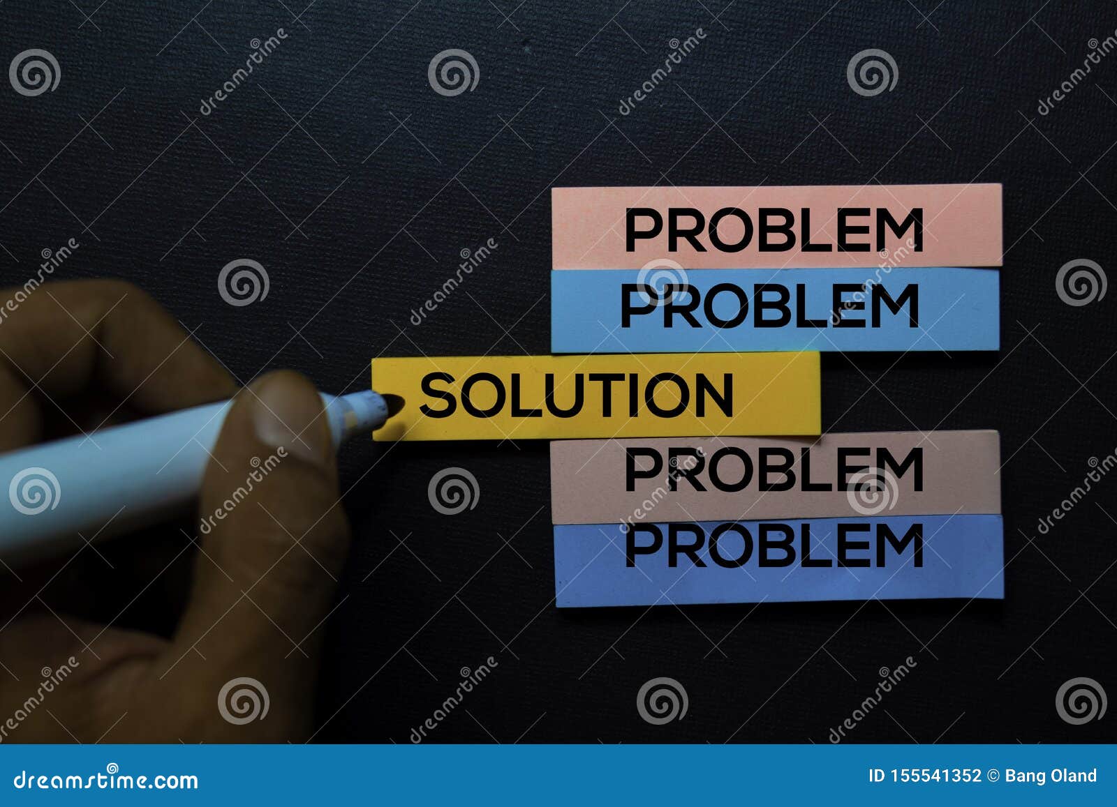 Problem or Solution Text on Sticky Notes Isolated on Black Desk ...