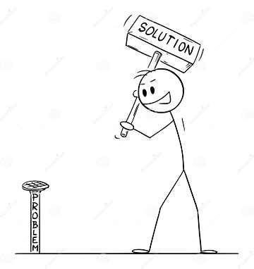Problem and Solution, Vector Cartoon Stick Figure Illustration Stock ...