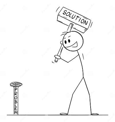Problem and Solution, Vector Cartoon Stick Figure Illustration Stock ...