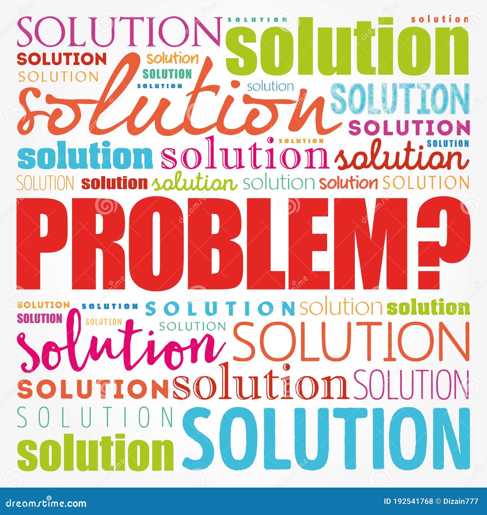 Problem and Solution Word Cloud Collage, Business Concept Background ...