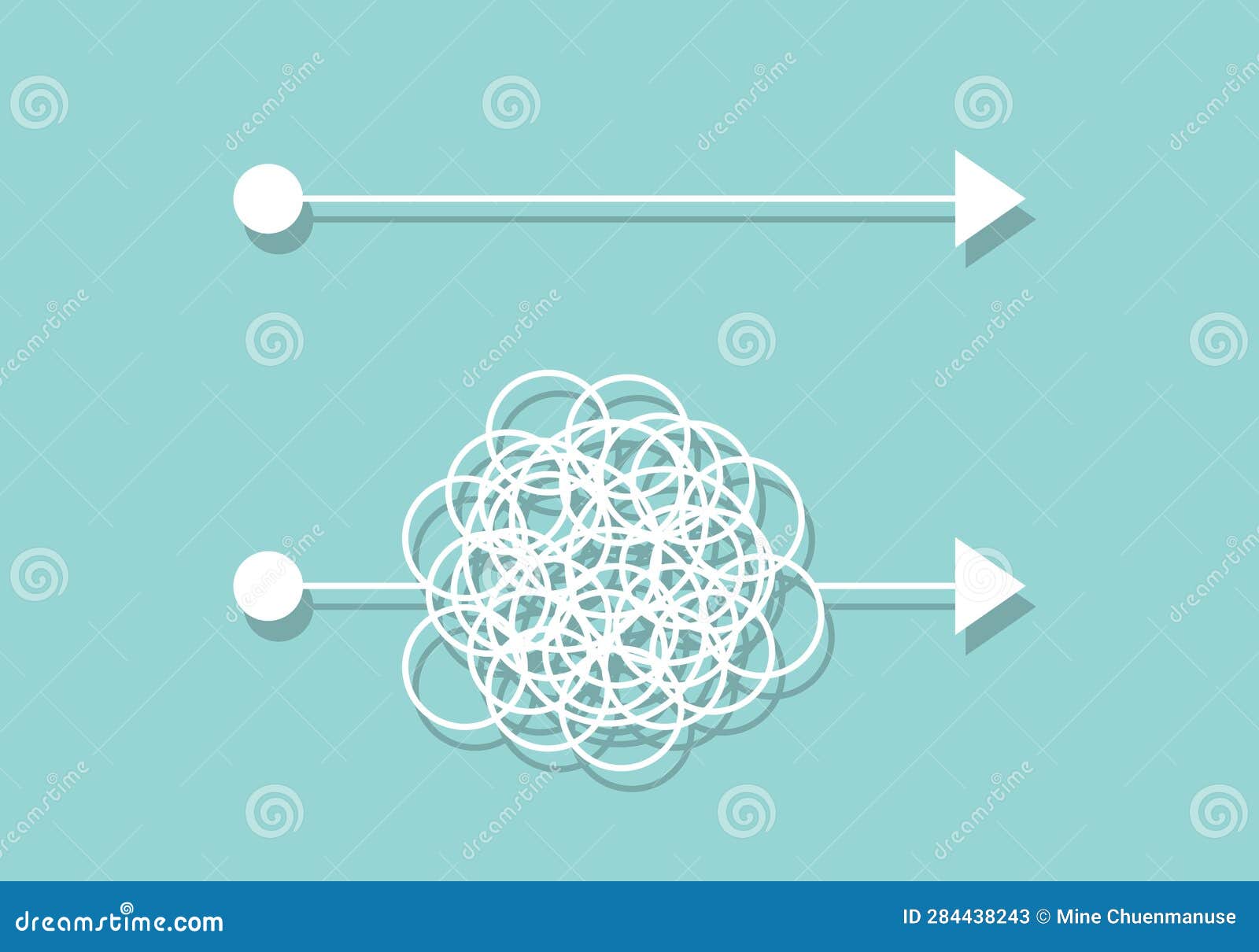 Concept of Problem Solve Solution. Straight Line and Complicated Line ...