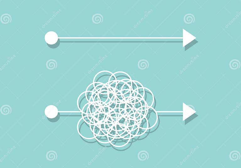 Concept of Problem Solve Solution. Straight Line and Complicated Line ...