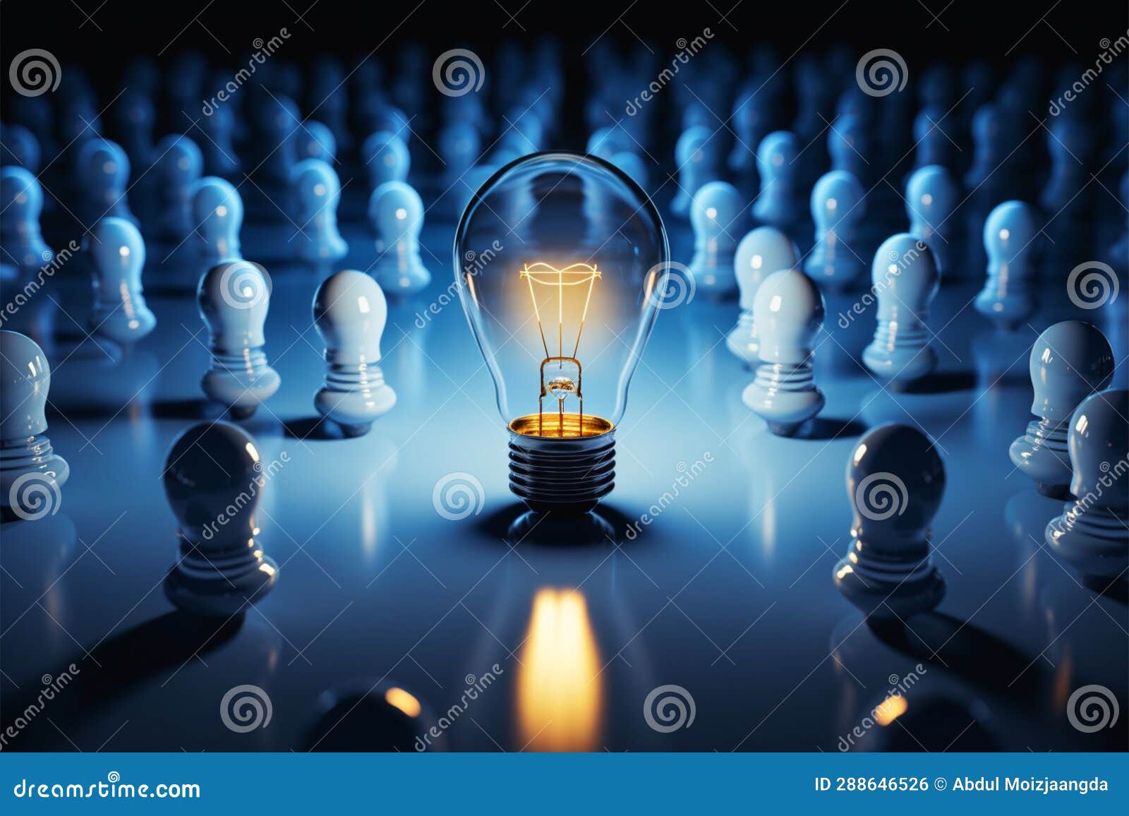 Problem Solving Brilliance Depicted As a Glowing Lamp Amid Blue ...