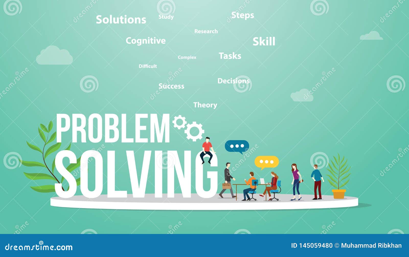 Problem Solving Business Concept with Big Word Text and Team People ...