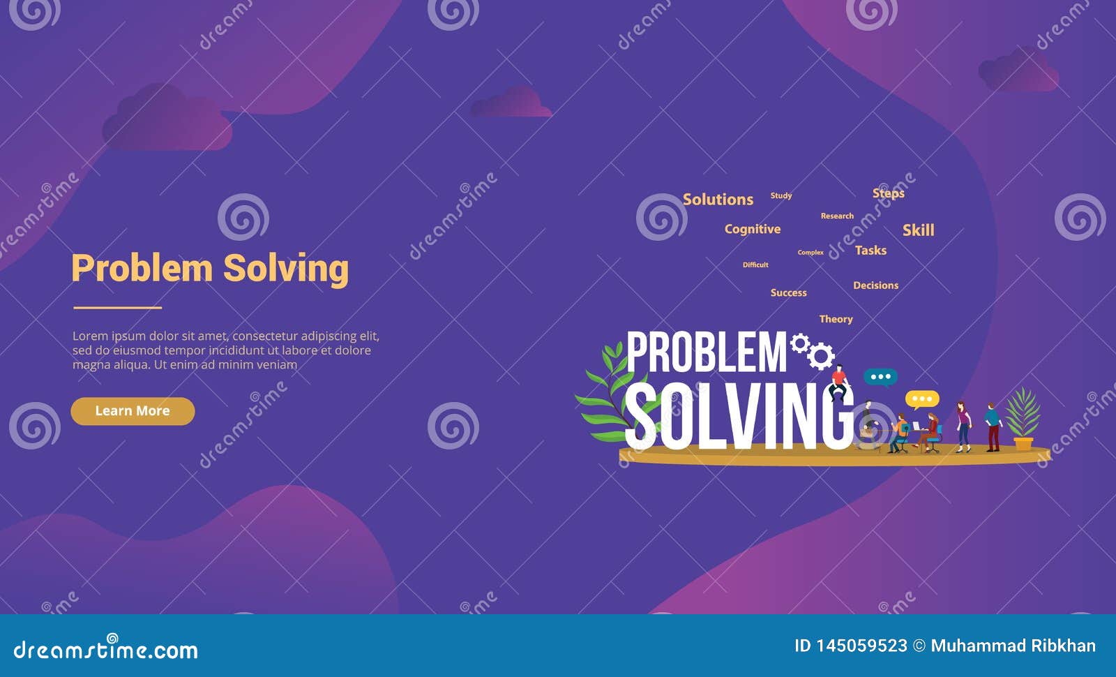 Problem Solving Business Concept with Big Word Text and Team People for ...