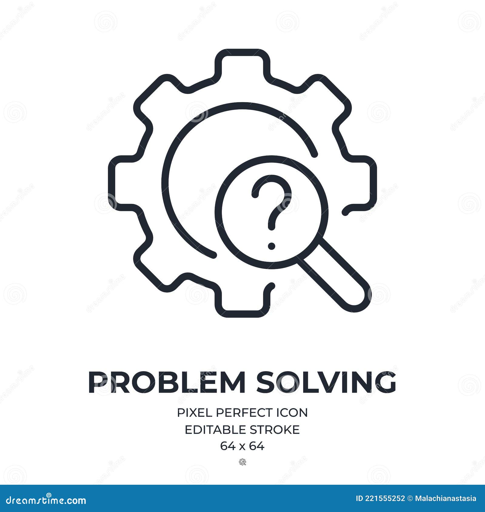 Problem Solving Concept. Cogwheel with a Question Mark Editable Stroke ...