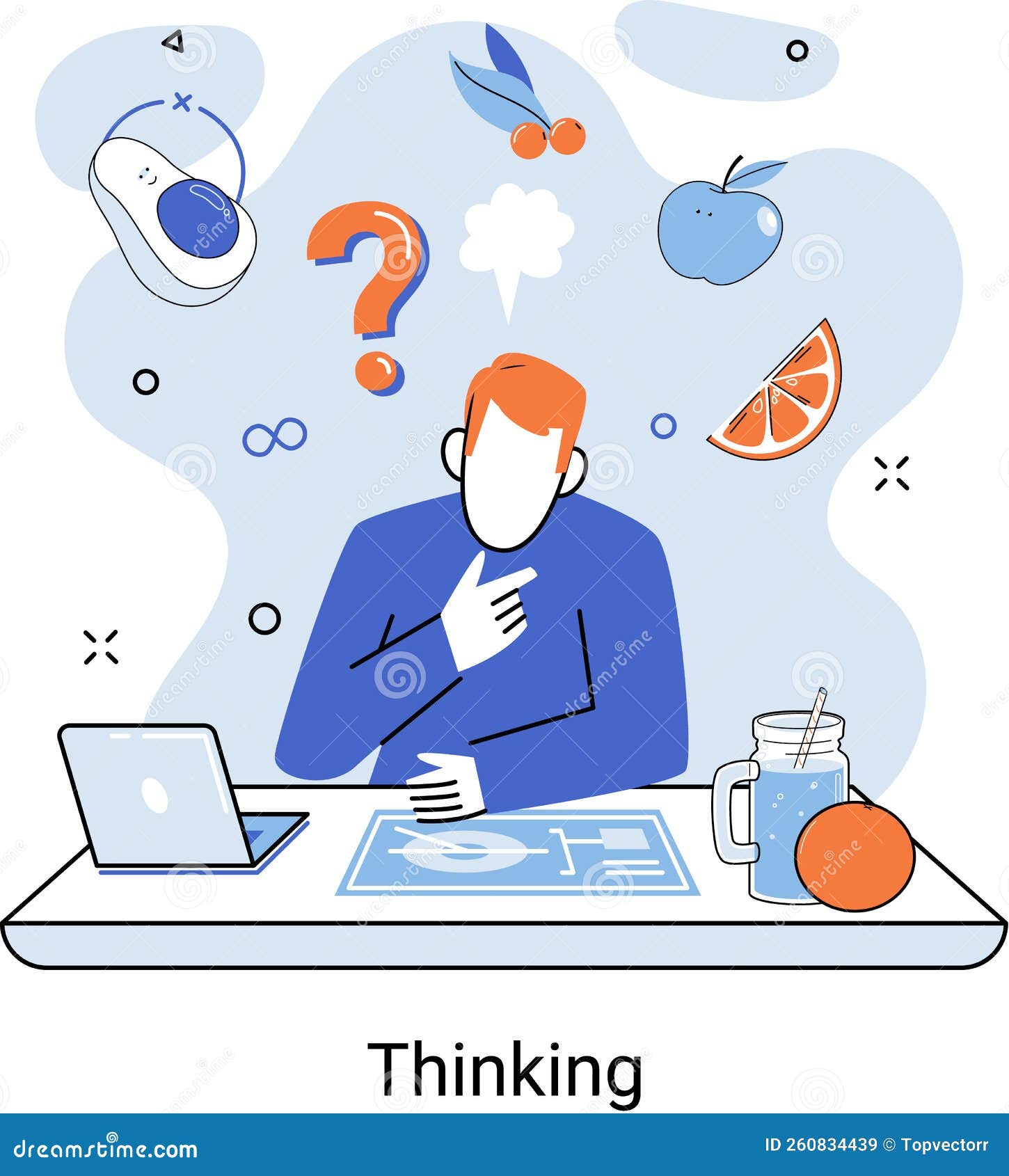 Problem Solving Concept, Man Thinking Sitting at Table, with Question ...