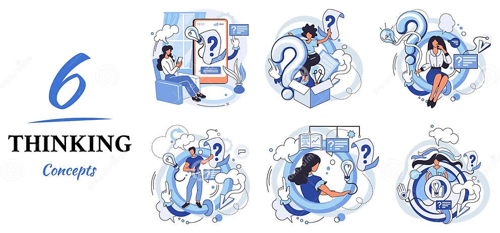 Problem Solving Concept, Man Wondering or Thinking, Planning or ...