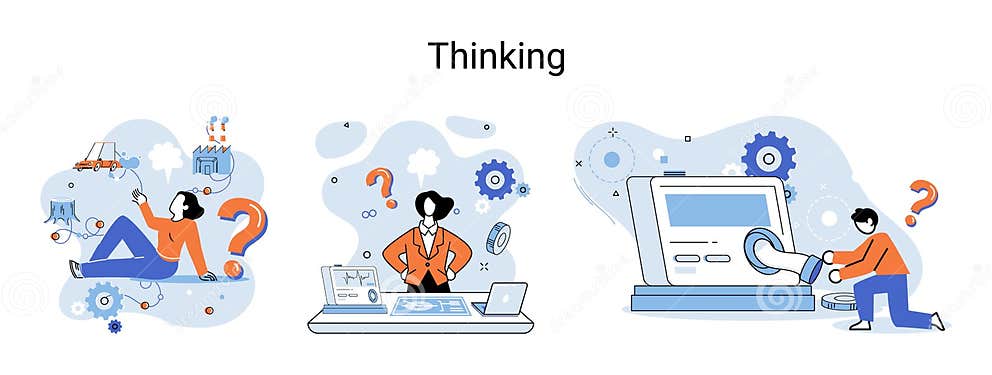 Problem Solving Concept, Man Wondering or Thinking, Planning or ...