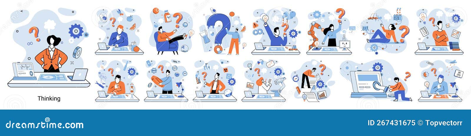 Problem Solving Concept, Man Wondering or Thinking, Planning or ...