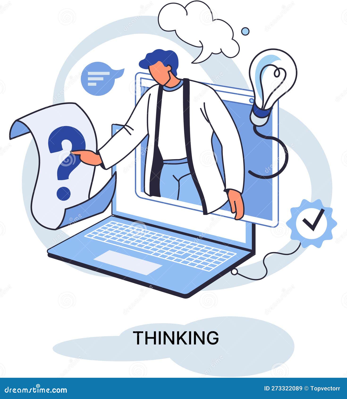 Problem Solving Concept, Man Wondering or Thinking, Planning or ...