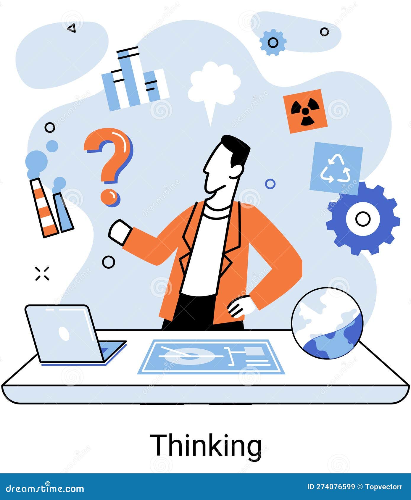 Problem Solving Concept, Man Wondering or Thinking, Planning or ...