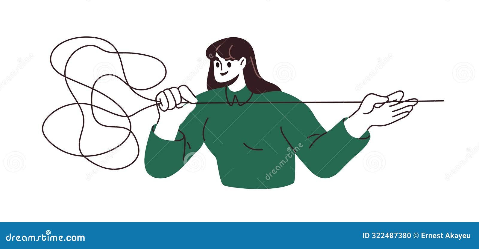 Problem-solving Concept. Woman Untangling Complexity, Tangled ...