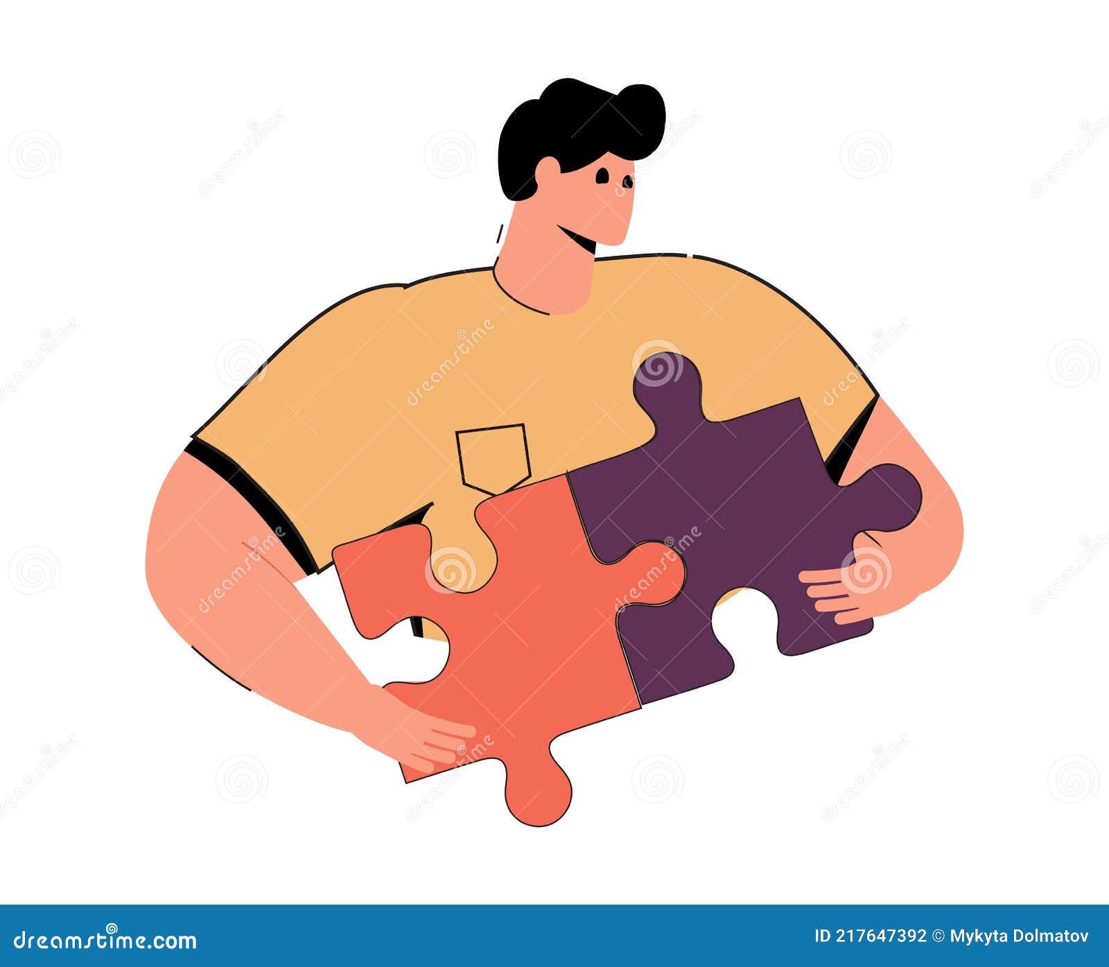 Problem-solving, Cute Cartoon Man Connecting Puzzle Pieces. Product ... Problem-solving, Cute Cartoon Man Connecting Puzzle Pieces. Product ...