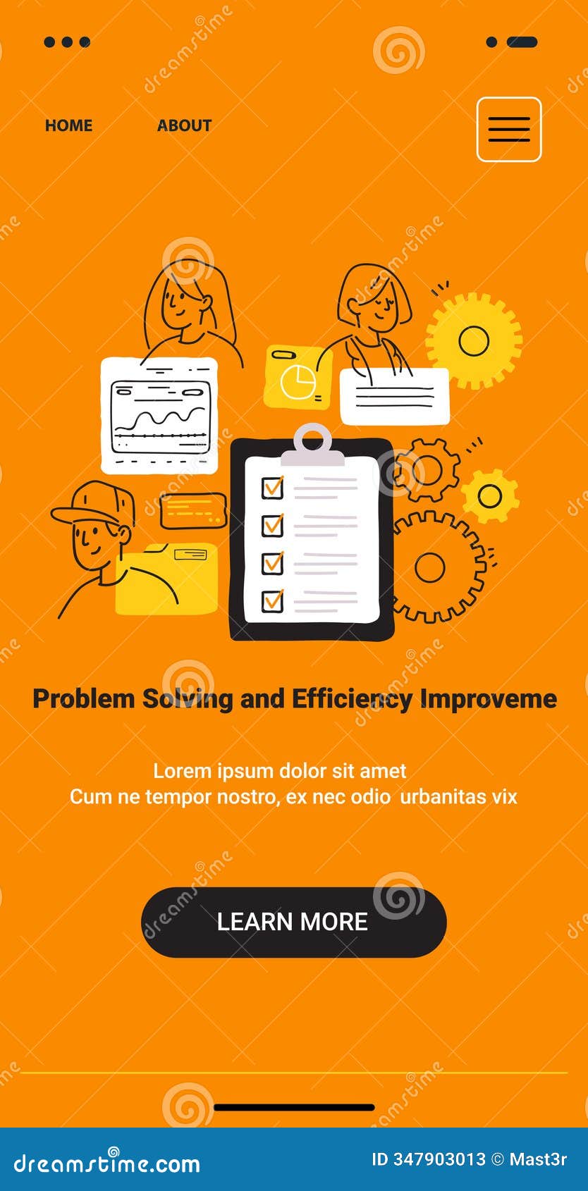 Problem Solving Efficiency Improvement Concept with People Gears Documents Checklist Orange ...