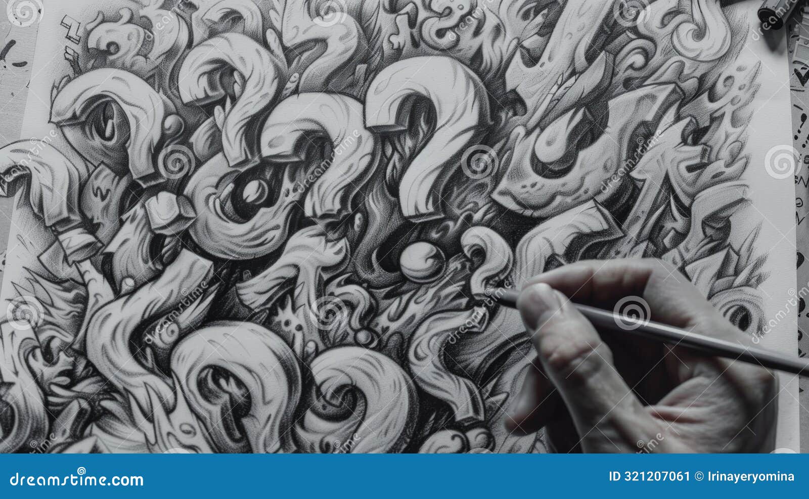 Problem Solving. Explosion of Question Marks in Black and White Sketch ...