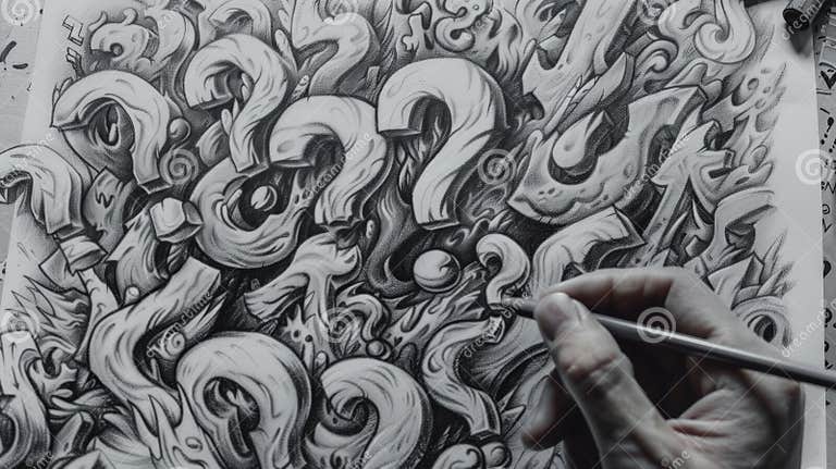 Problem Solving. Explosion of Question Marks in Black and White Sketch ...