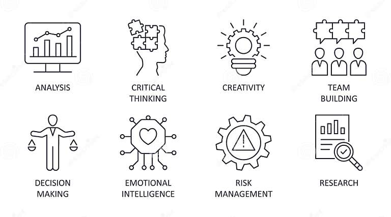 Problem Solving Icons Editable Stroke. Creativity Analysis Research ...