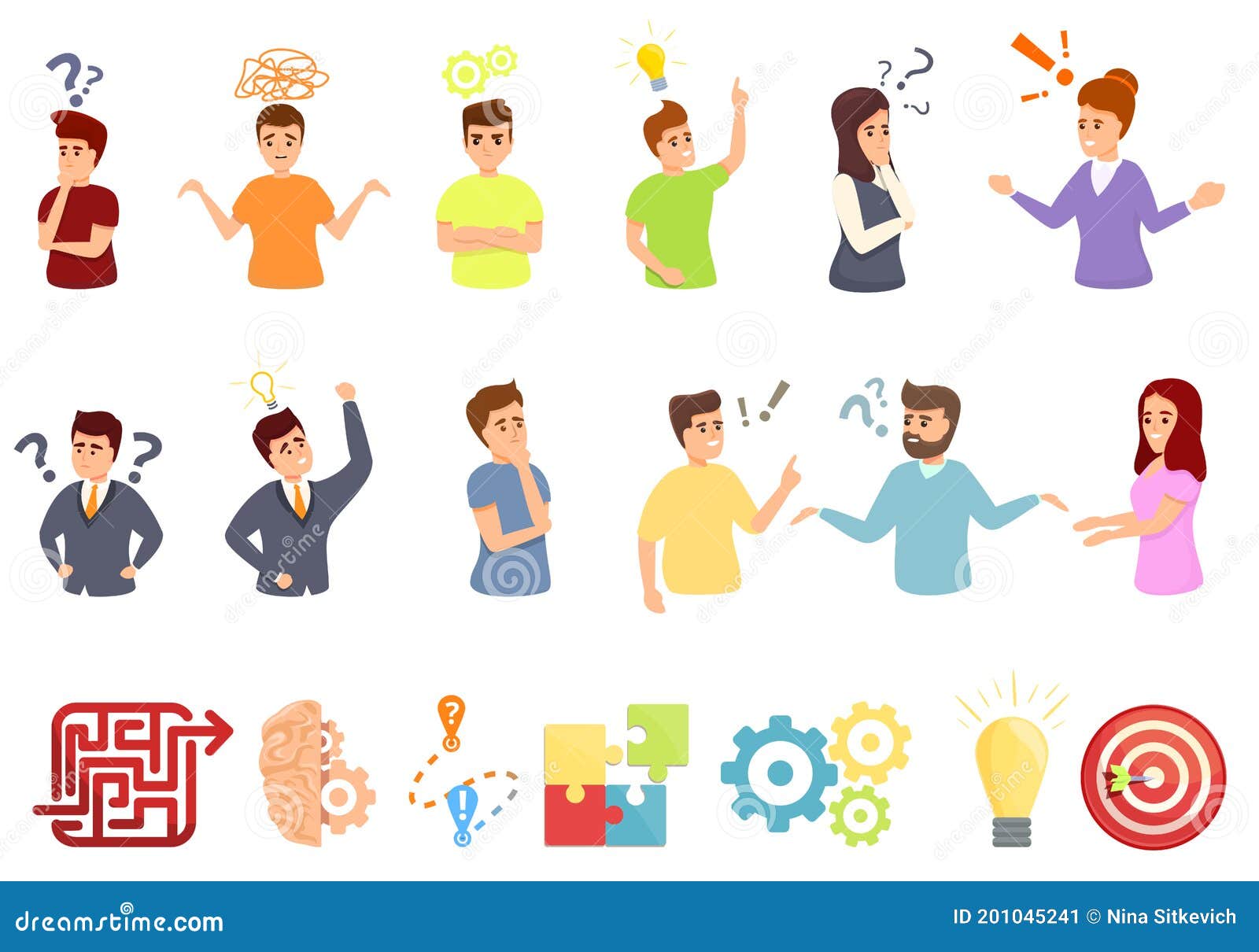 Problem Solving Icons Set, Cartoon Style Stock Vector - Illustration of ...