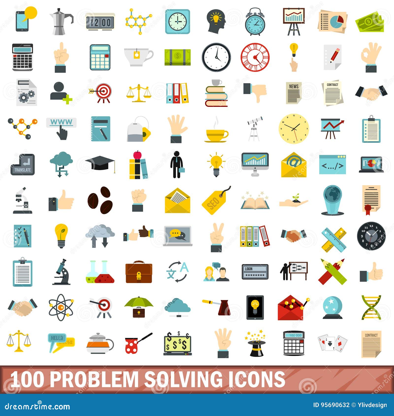 100 Problem Solving Icons Set, Flat Style Stock Vector - Illustration ... 100 Problem Solving Icons Set, Flat Style Stock Vector - Illustration ...