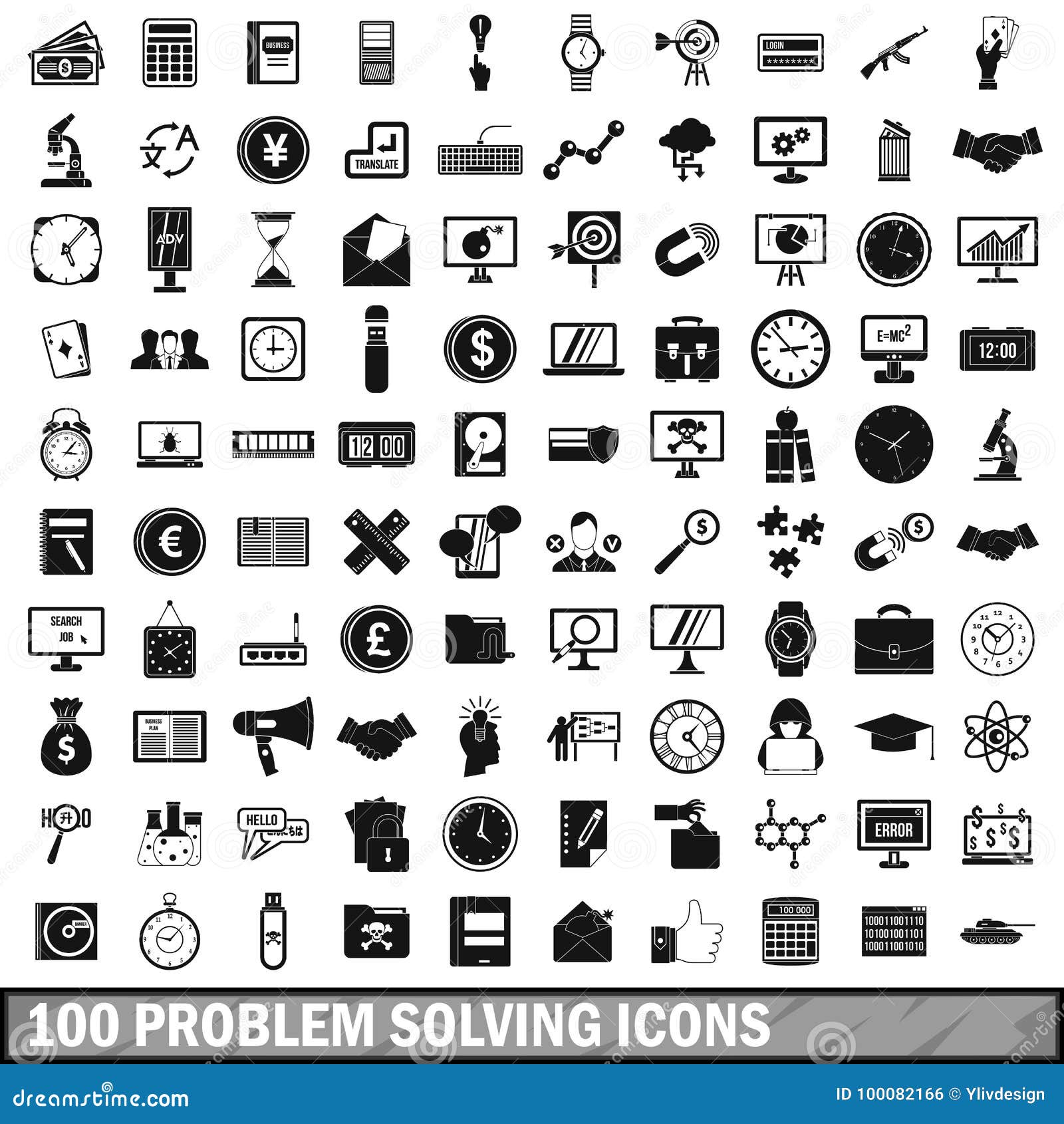 100 Problem Solving Icons Set, Simple Style Stock Vector - Illustration ...