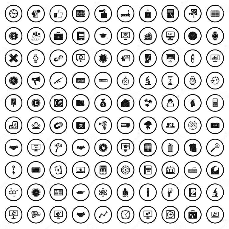 100 Problem Solving Icons Set, Simple Style Stock Vector - Illustration ...