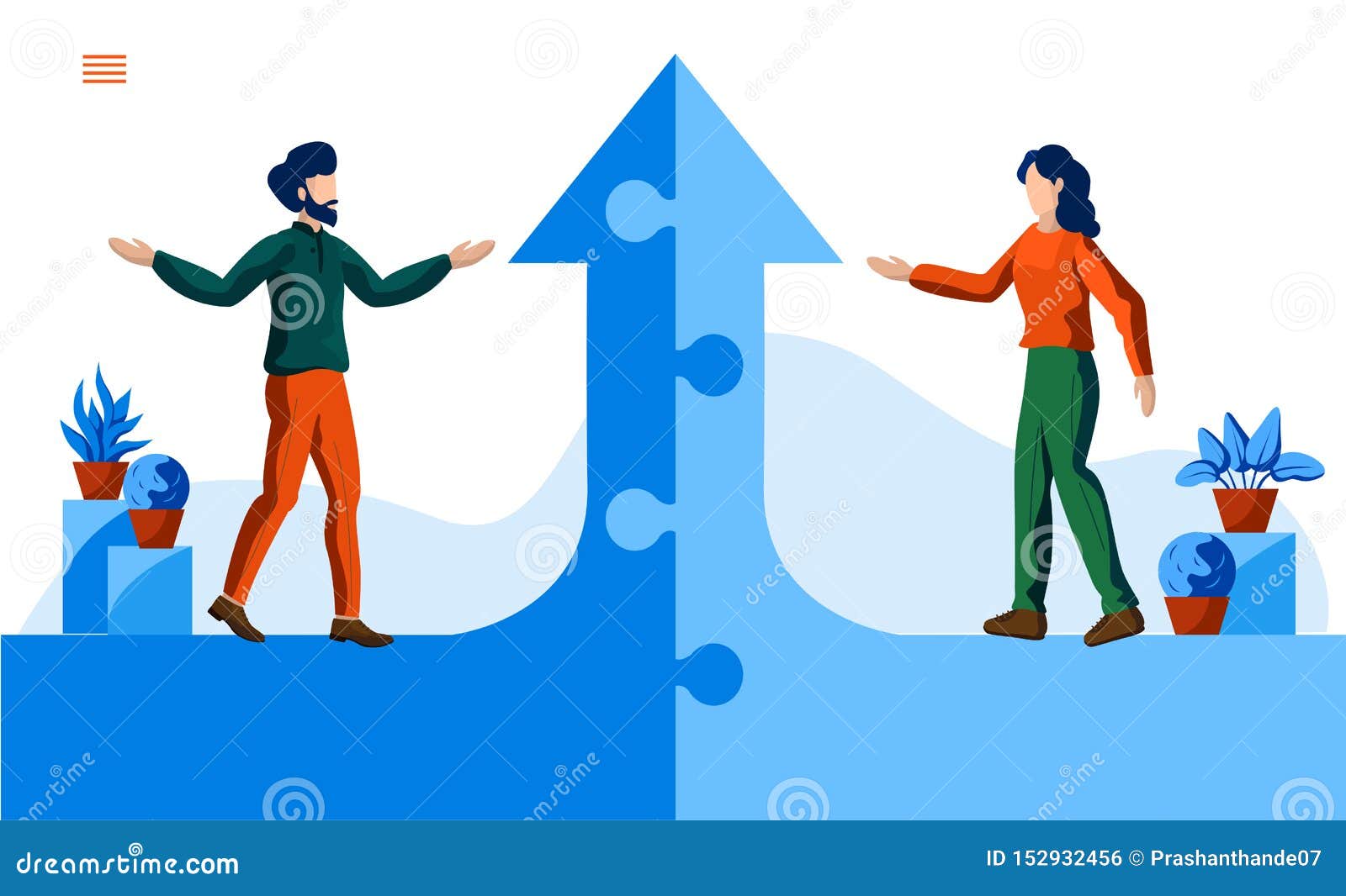 Problem Solving with Jigsaw and Making Way , Two People Conversation ...