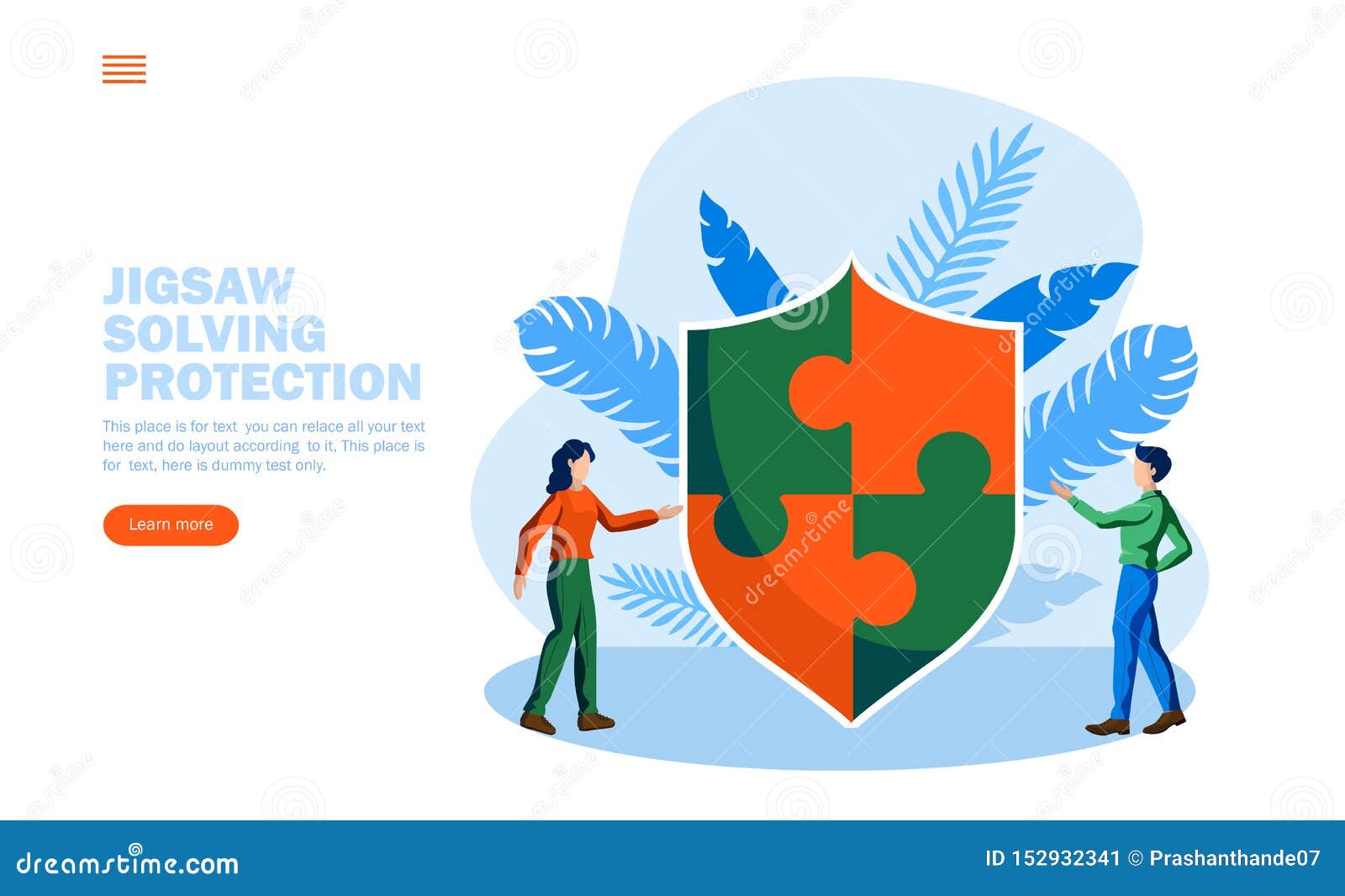 Problem Solving with Jigsaw Shield and Two Person Conversation Stock ...