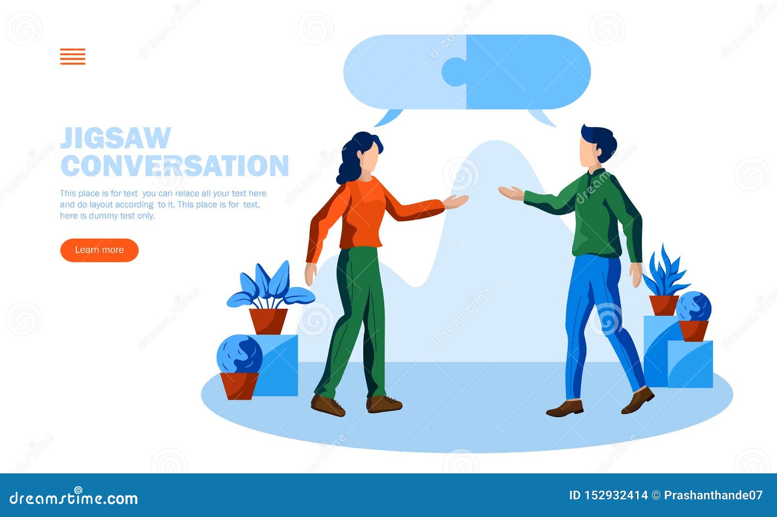 Problem Solving with Jigsaw and Two People Conversation Stock ...