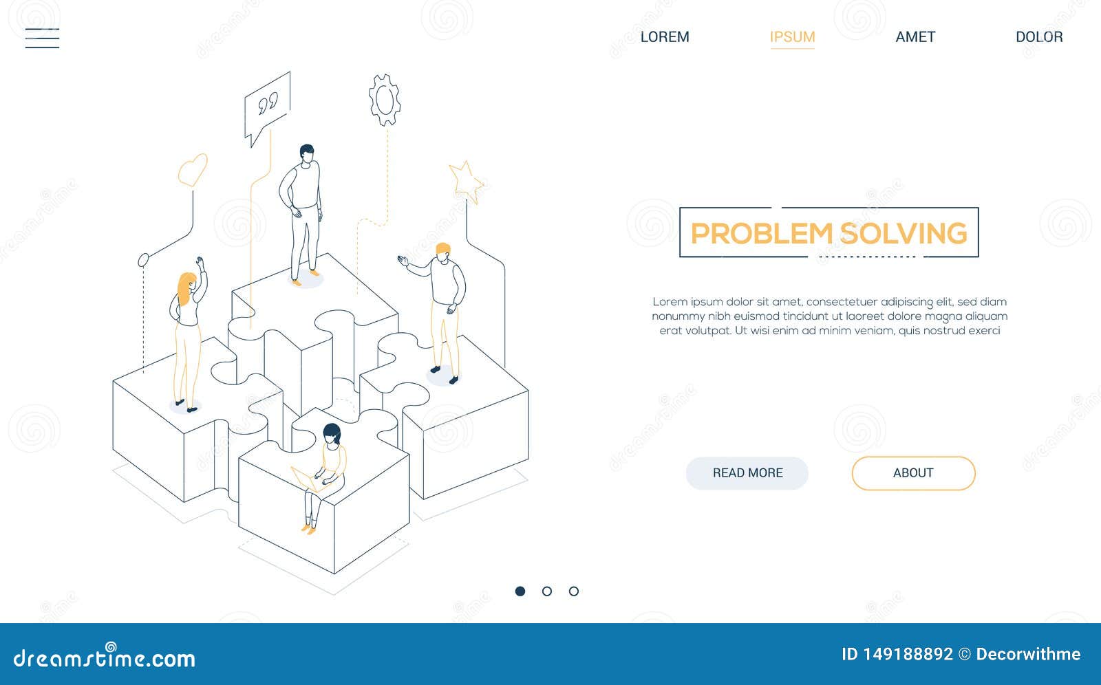 Problem Solving - Line Design Style Isometric Web Banner Stock Vector ...