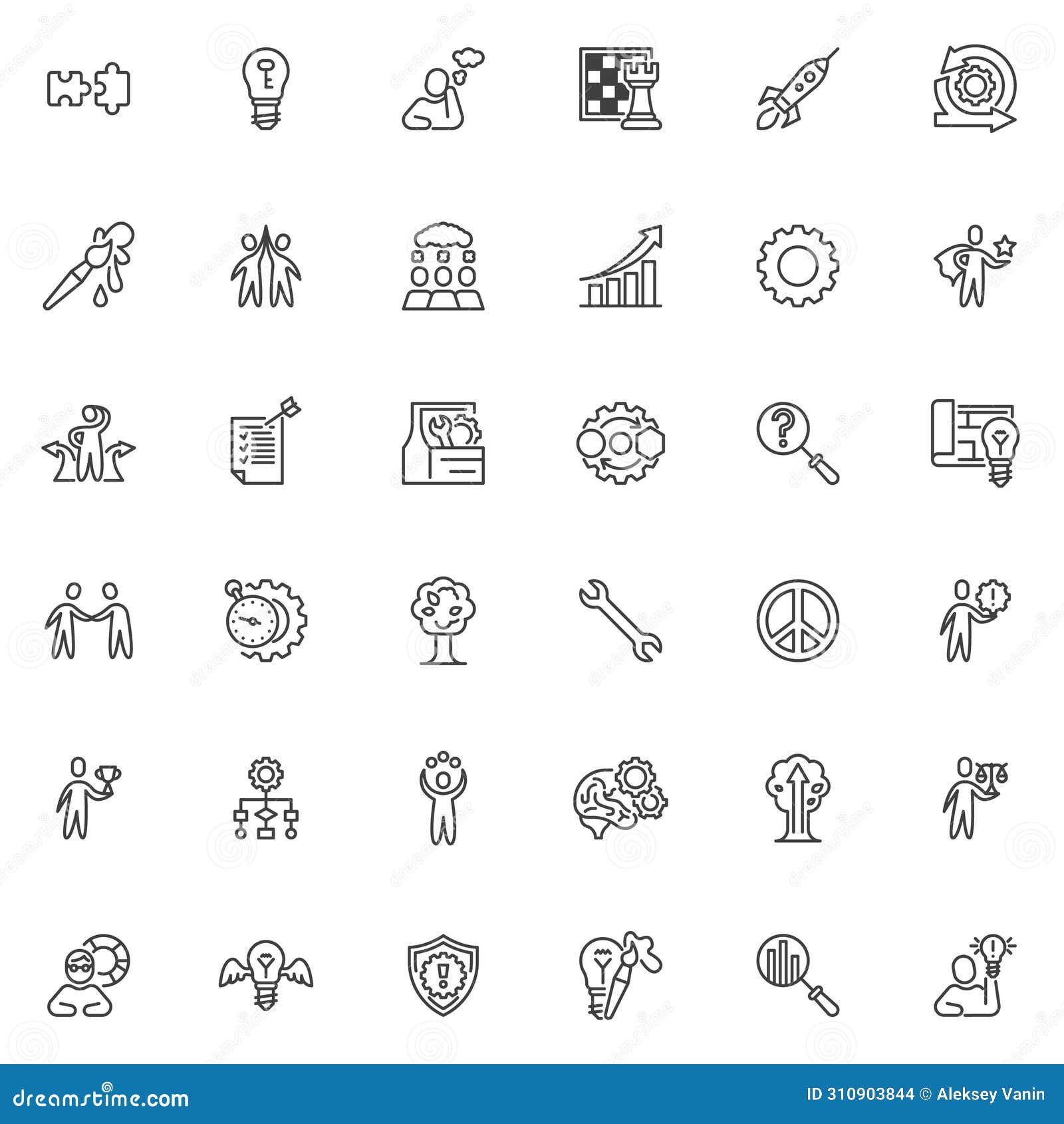 Problem Solving Line Icons Set Stock Vector - Illustration of idea ...