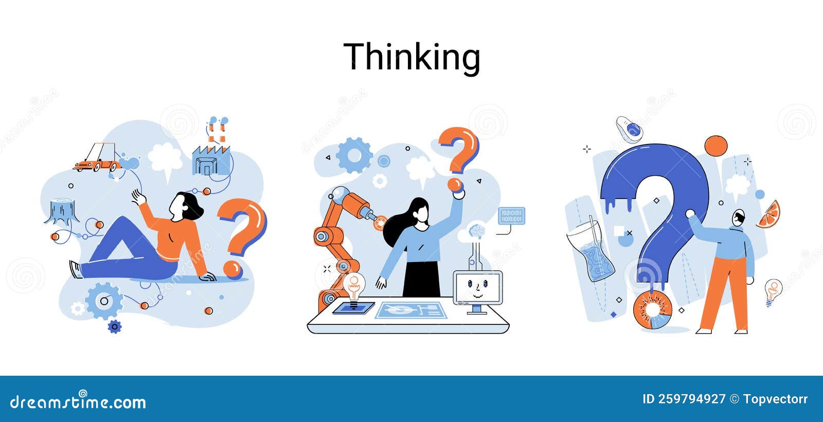 Problem Solving Concept, Woman Wondering or Thinking, Planning or ...