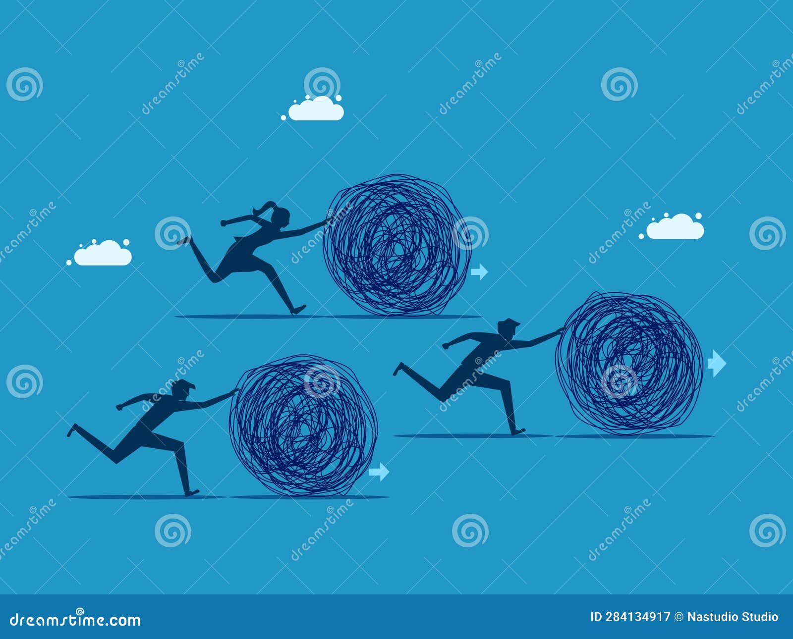 Problem Solving for Progress. Businessmen Work Together To Push the ...