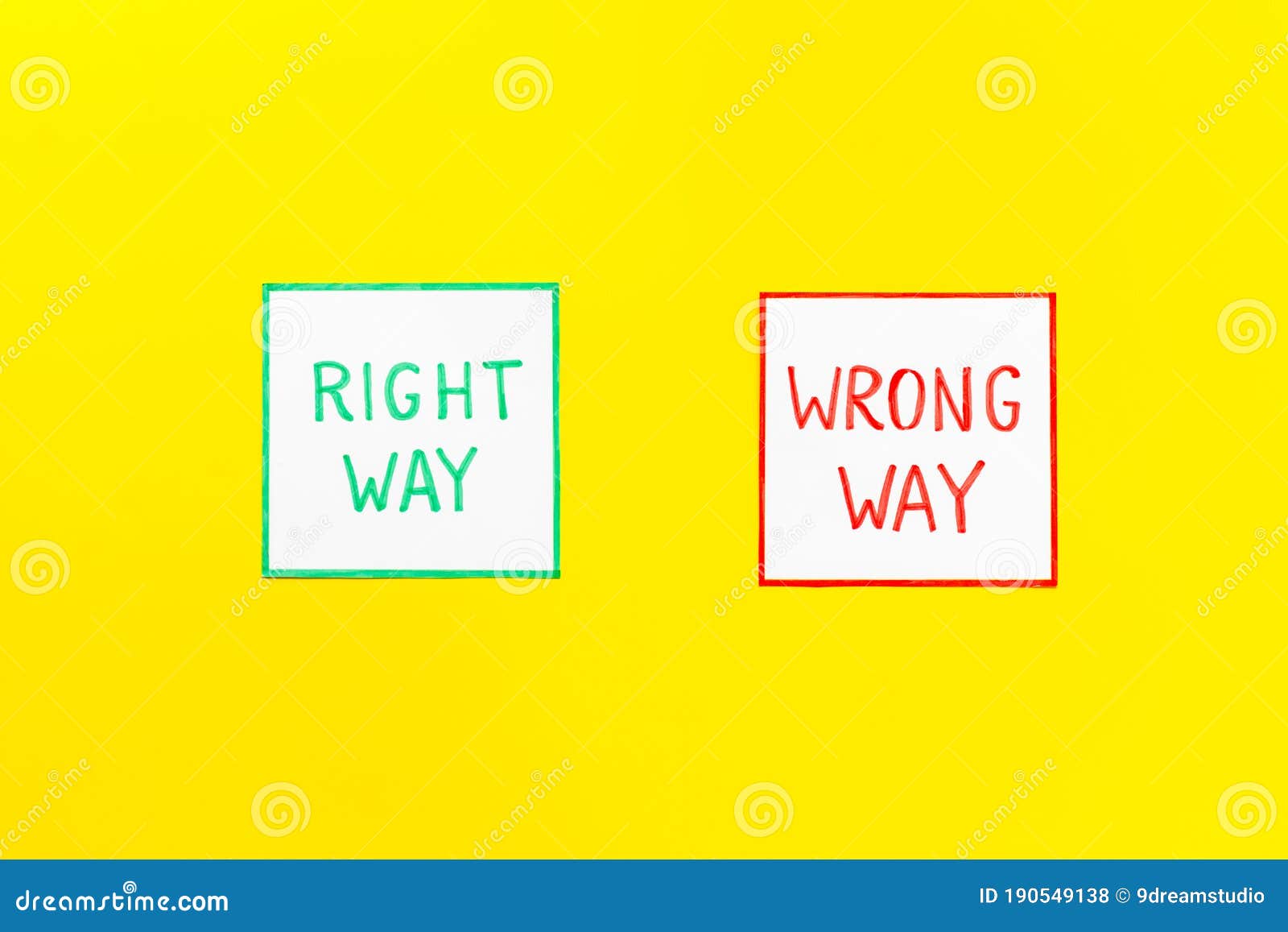 Problem Solving. Right and Wrong Way Icons on Work Desk from Above ...