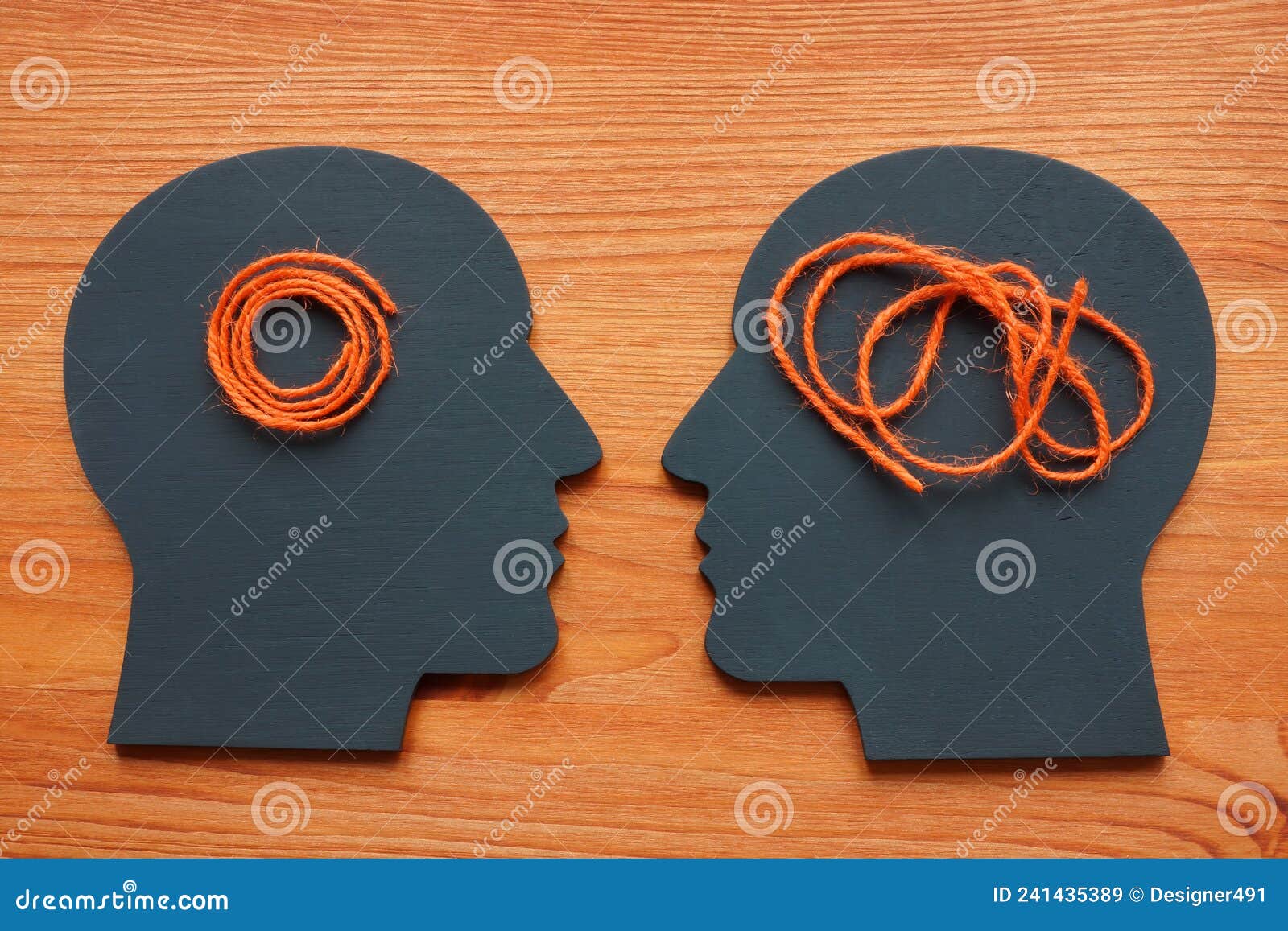 Problem Solving Skills Concept. Figures of Heads and Coiled Rope. Stock ...