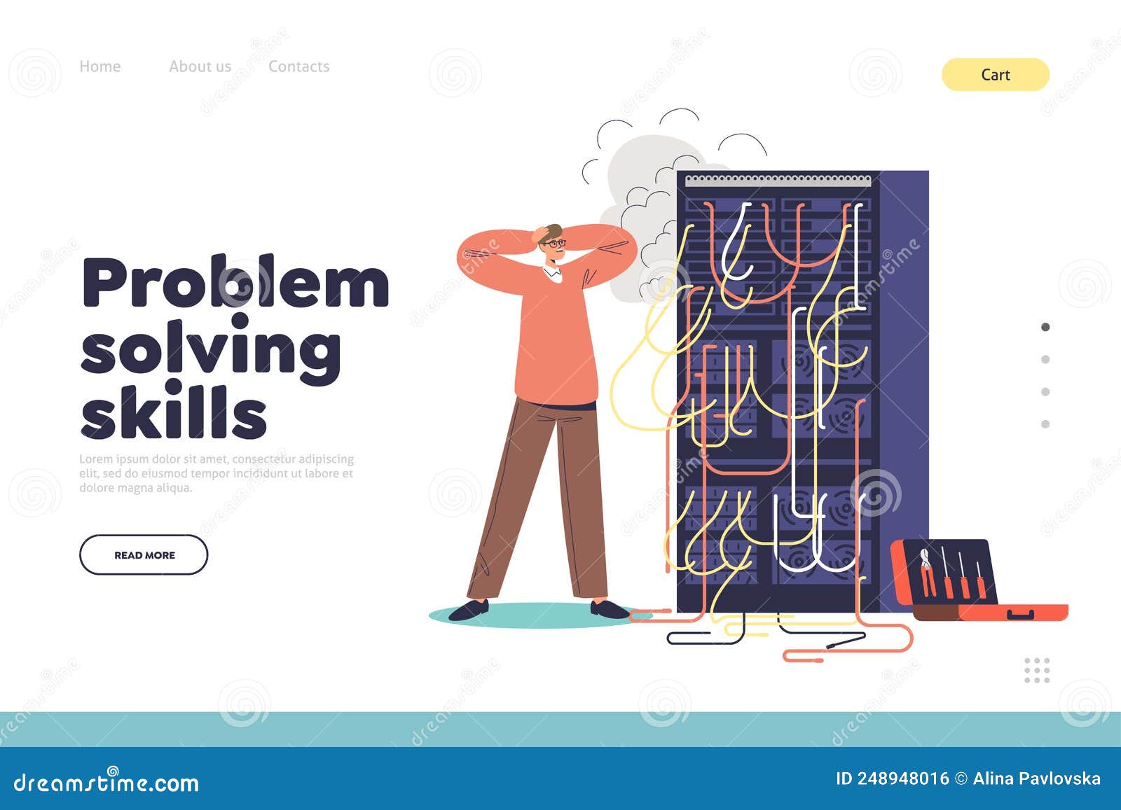 Problem Solving Skills Concept of Landing Page with Worried Sysadmin ...