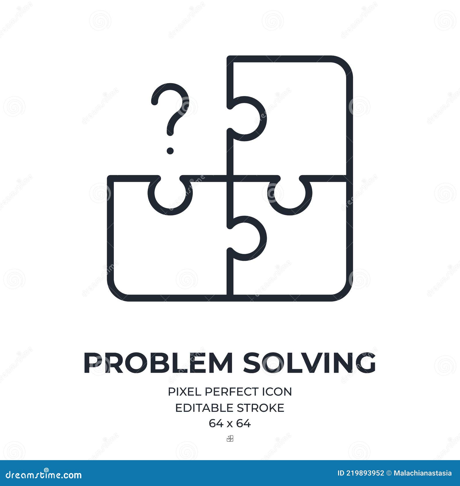 Problem Solving or Solution Concept Editable Stroke Outline Icon ...
