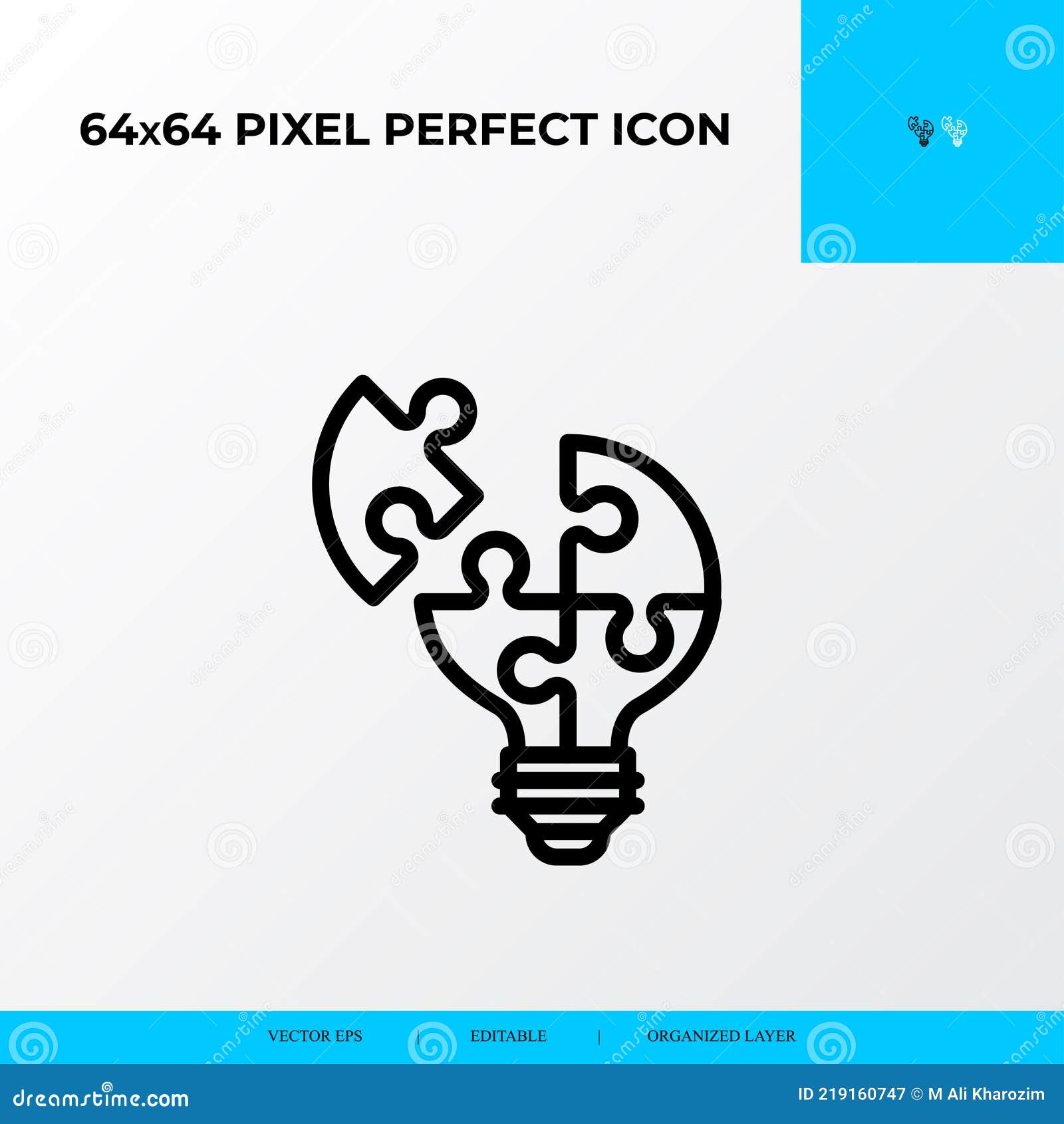 Problem Solving and Solution Icon Concept. Light Blub in Puzzle Piece ...