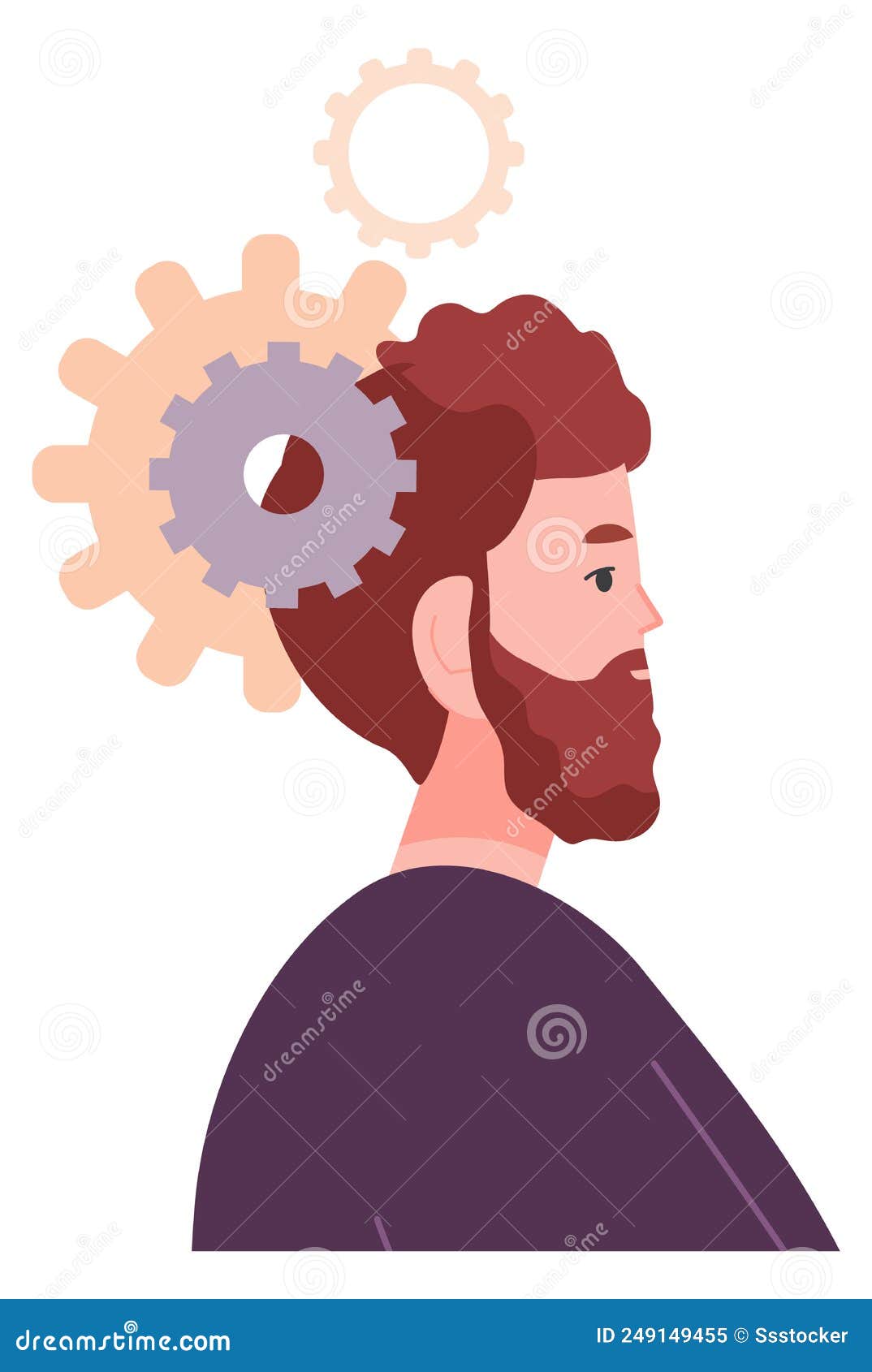 Problem Solving Thinking Process. Human Head with Gears Stock Vector ...