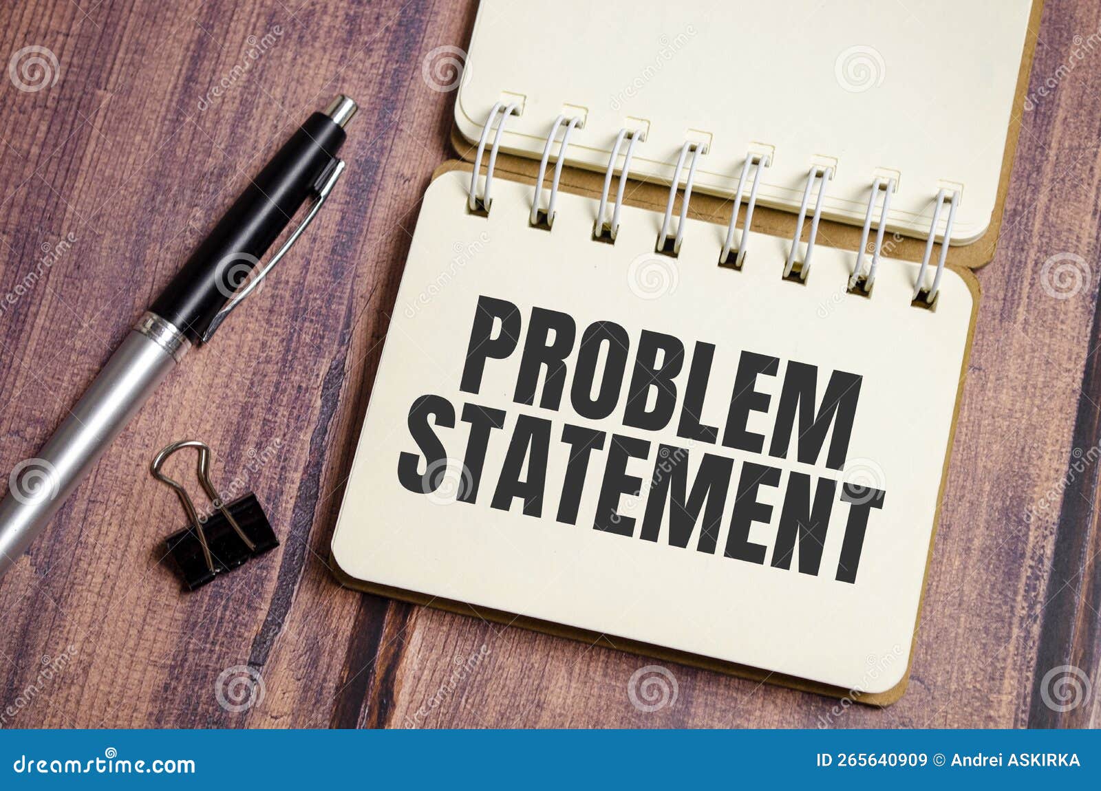 Problem Statement Words on Notebook with Pen and Clips Stock Image ...
