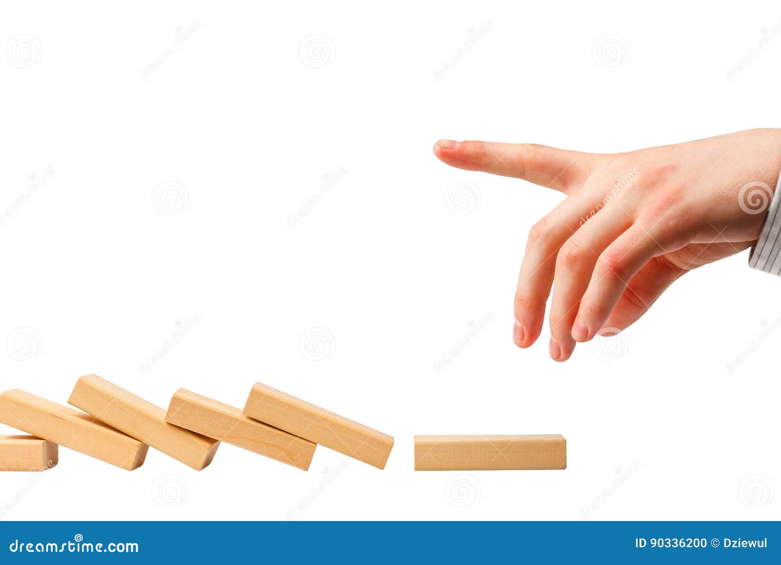 Problem by Stopping the Domino Effect Stock Photo - Image of breakdown ...